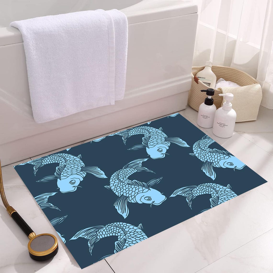 Fish Mat,sea Creatures Rug,sea Life Mat,fish Decor,,bathroom Mat,ocean ...