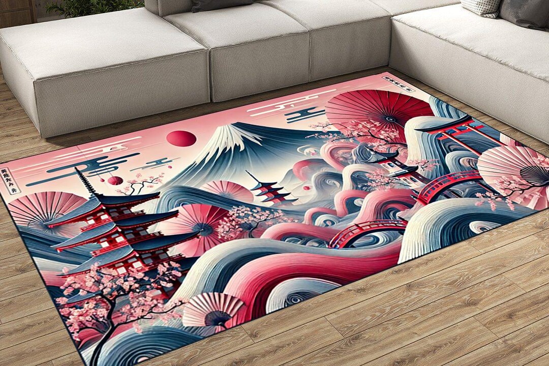 Sensu Rug,cherry Blossom Rug,sakura Rug,uchiwa Rug,rug,japan Rug ...