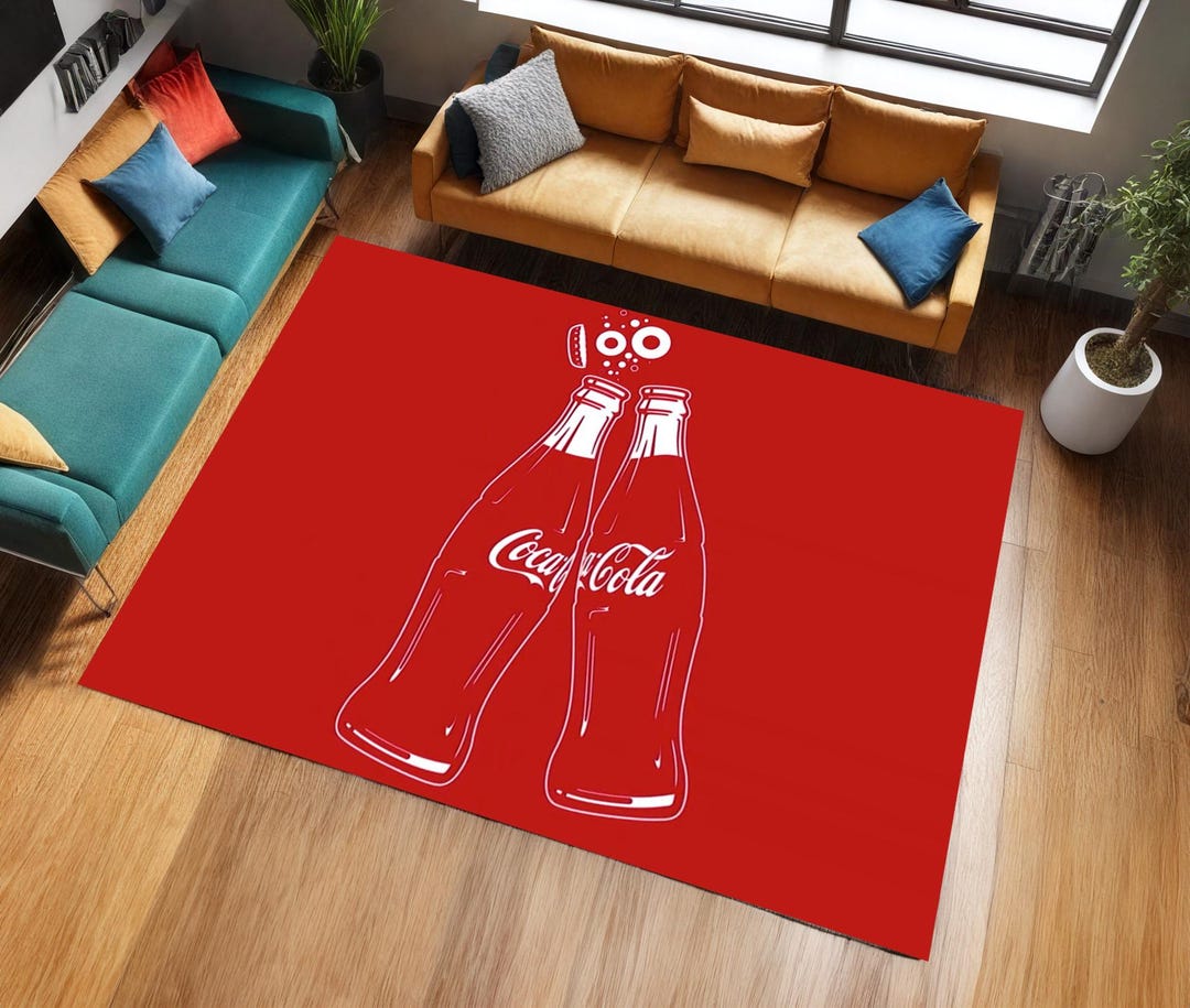 Coca Cola Rug, Coke Rug, Birthday Gift, Design Rug, Cola Rug, Red Home ...
