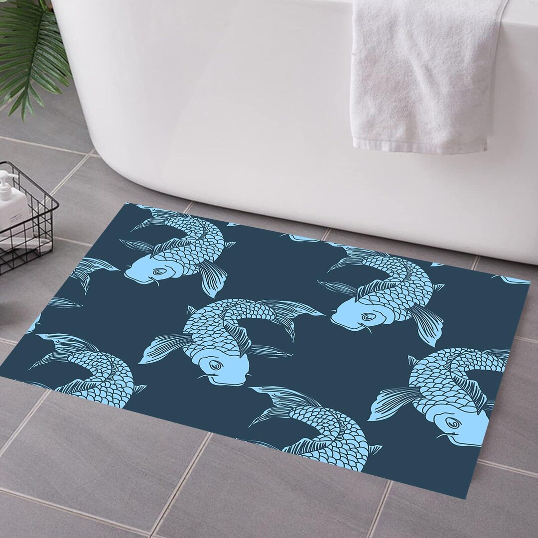 Fish Mat,sea Creatures Rug,sea Life Mat,fish Decor,,bathroom Mat,ocean ...