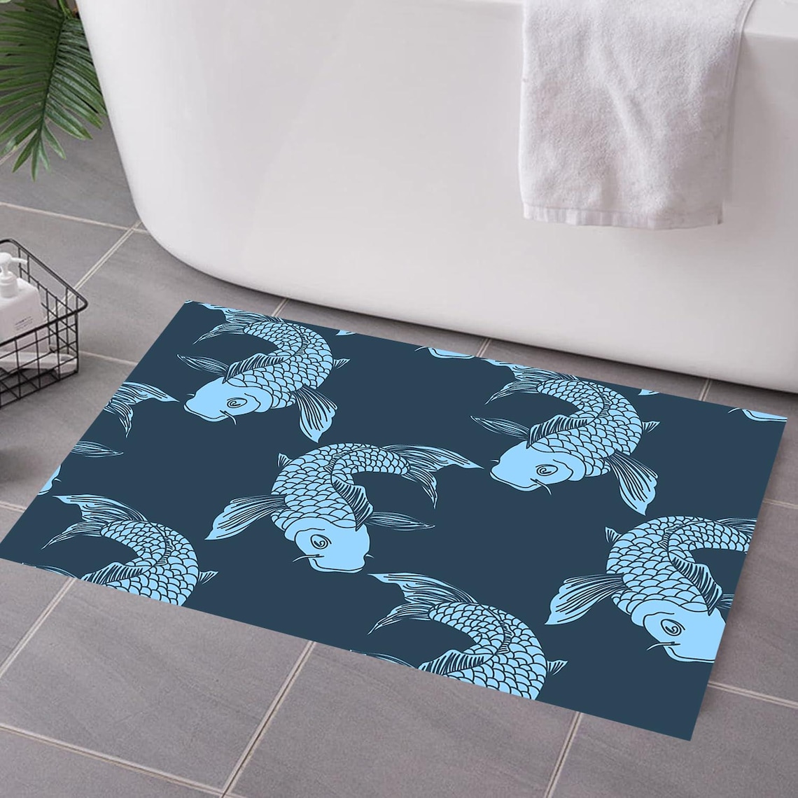 Fish Mat,sea Creatures Rug,sea Life Mat,fish Decor,,bathroom Mat,ocean ...