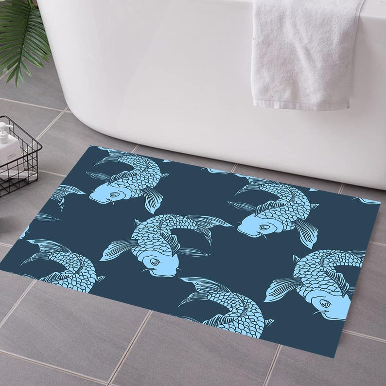 Fish Mat,sea Creatures Rug,sea Life Mat,fish Decor,,bathroom Mat,ocean ...