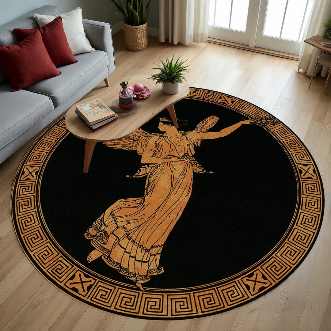 Antique Rug, Round Rug, Colorful Rug, Angel Printed, Special Design ...