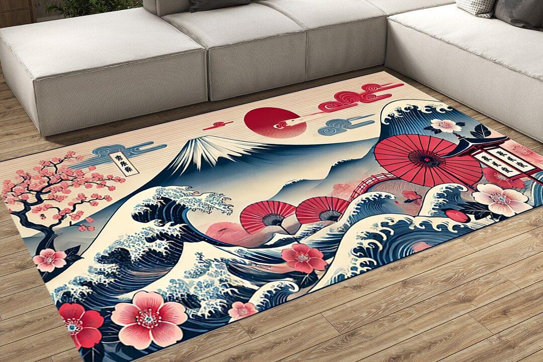 Traditional Japanese Rug,japanese Motifs,far East Rug,floral ...