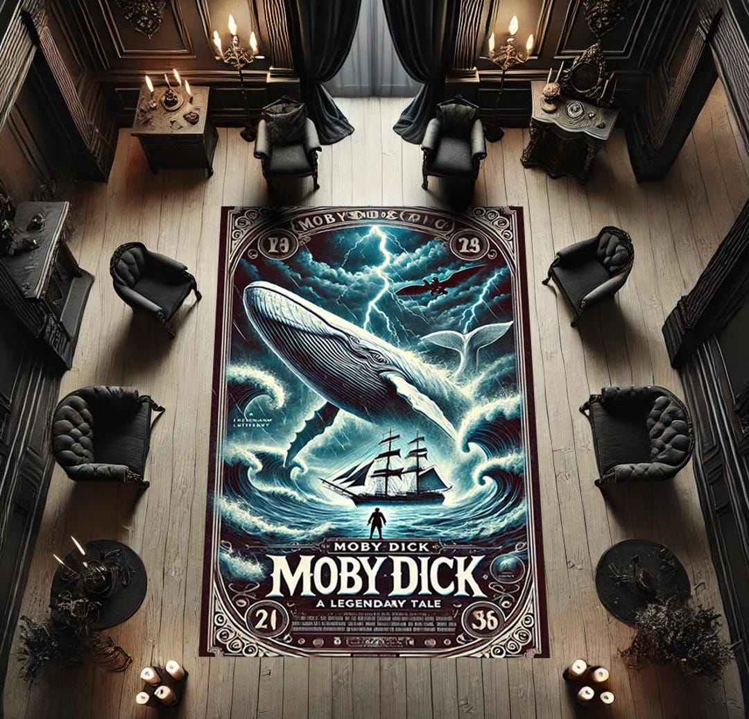 Moby Dick Rug: Sea Creature Whale Decor, Teens Room Rug - Etsy