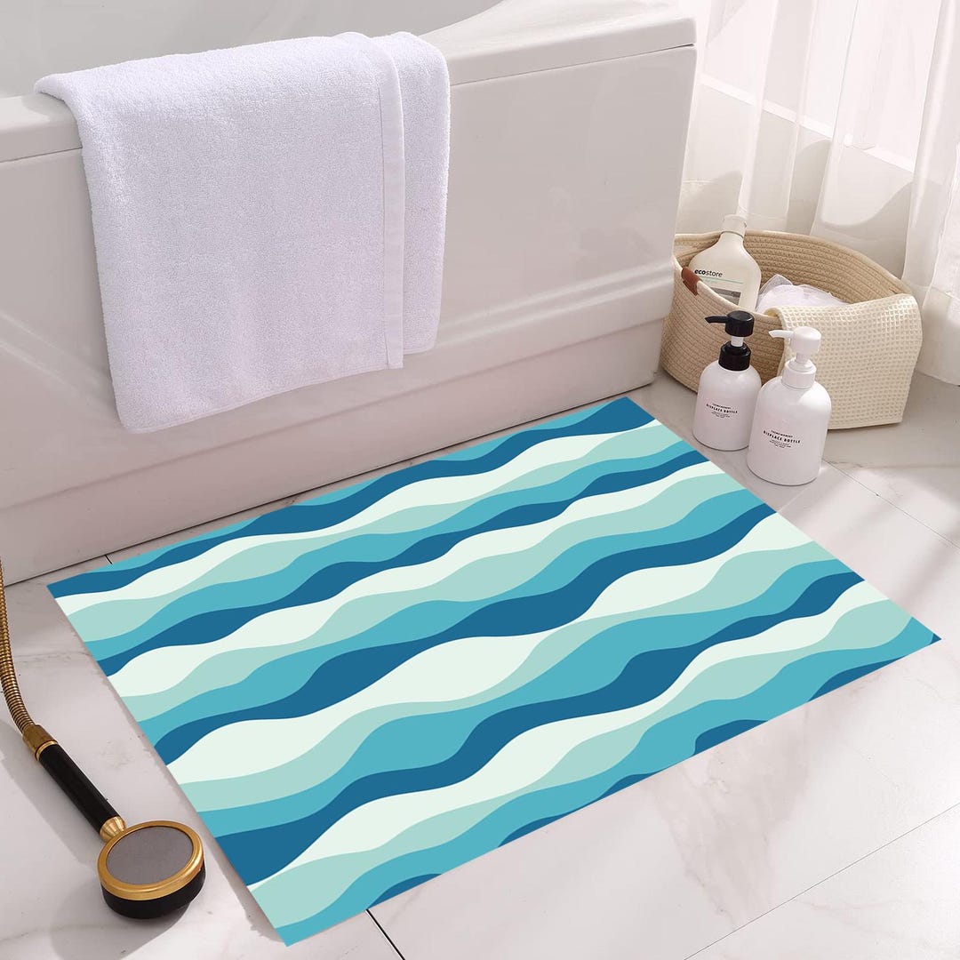 Wavy Mat,sea Mat,ocean Mat,wavy Home Decor,bathroom Mat,bath Mat,custom ...