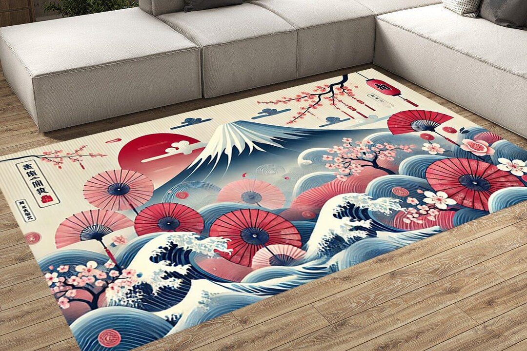 Traditional Japanese Rug,japan Rug,japanese Motif,far East Rug,floral ...