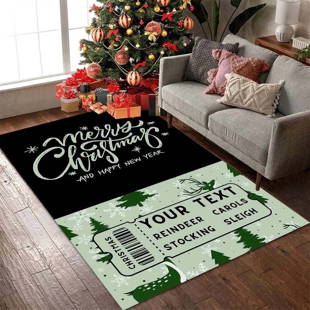 Pine Tree Rug,happy Christmas Rug,christmas Mats,christmas Carpet ...