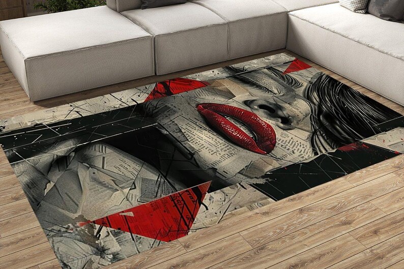 Abstract Face Rug: Modern Art Expressionist Floor Mat - Etsy Australia