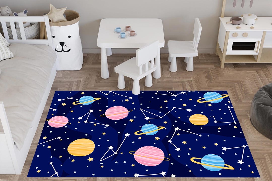 Planet Rug, Galaxy Starry Design, Kids Nursery Decor - Etsy