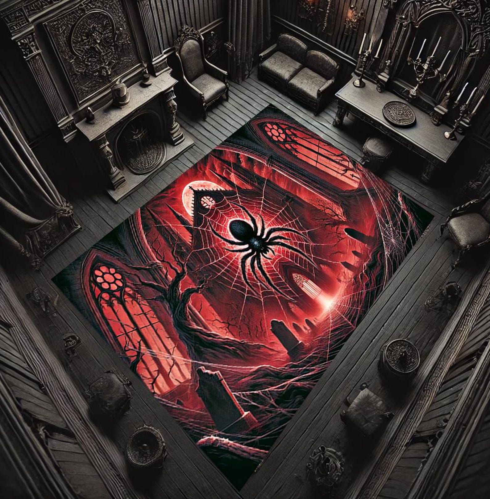 Spider Web Decor,spider Rug,web Rug,spider Decor,horror Rug,scary Decor ...