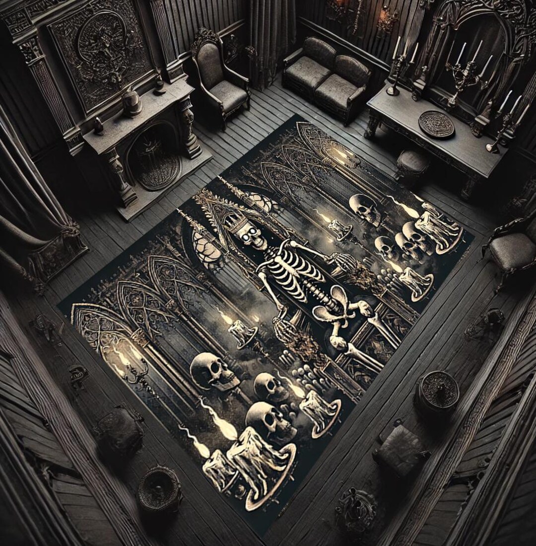Skeleton Rug,skull Rug,skull Area Rug,gothic Home Decor,scary Rug,teens ...