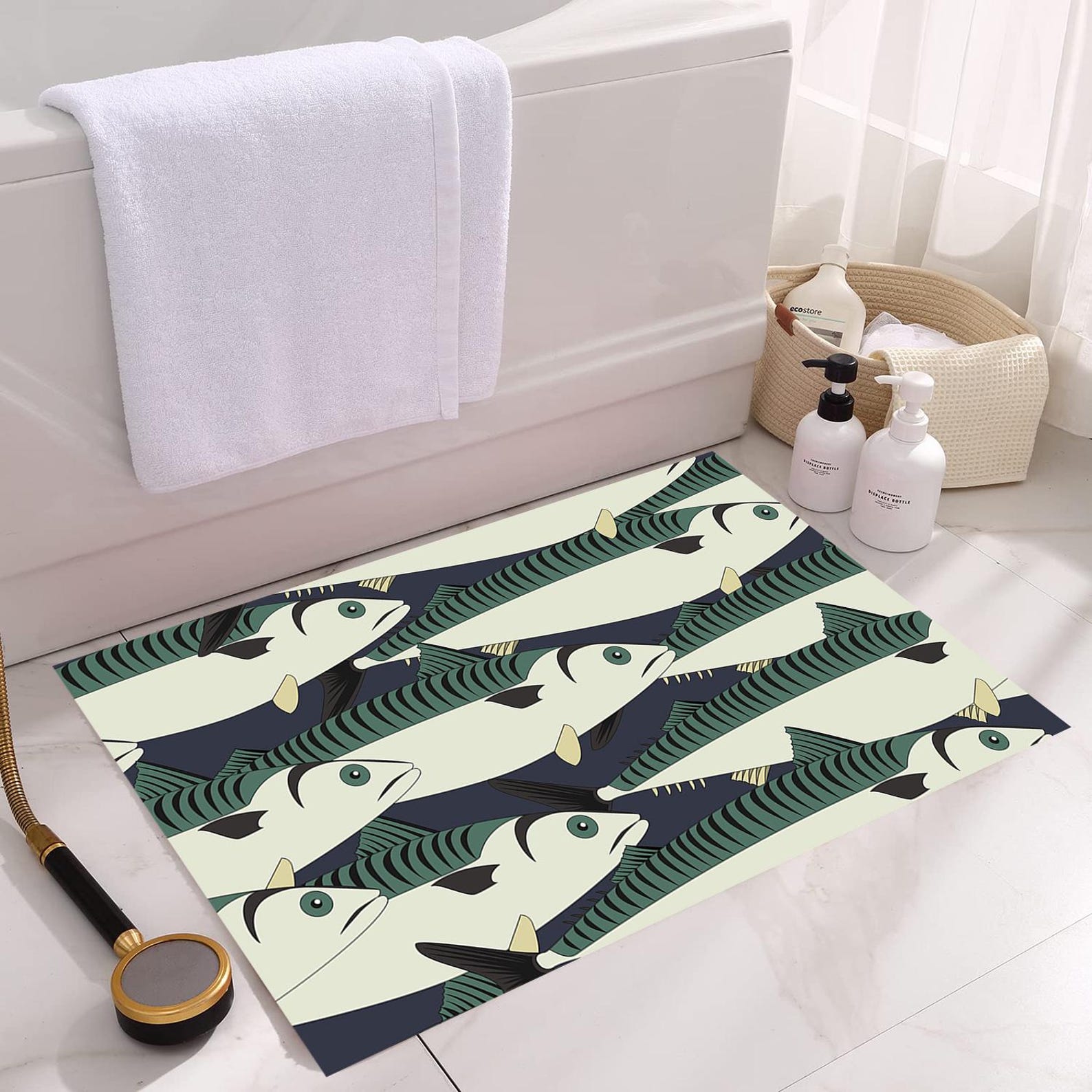 Fish Mat,sea Creatures Mat,fish Decor,ocean Mat,bathroom Mat,bath Mat ...