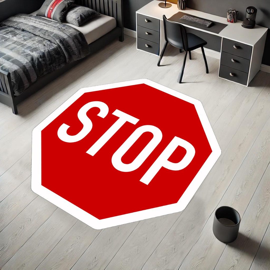 Stop Rug,car Mat,road Mat,traffic Sign Rug,boys Room Rug,round Rug,car ...