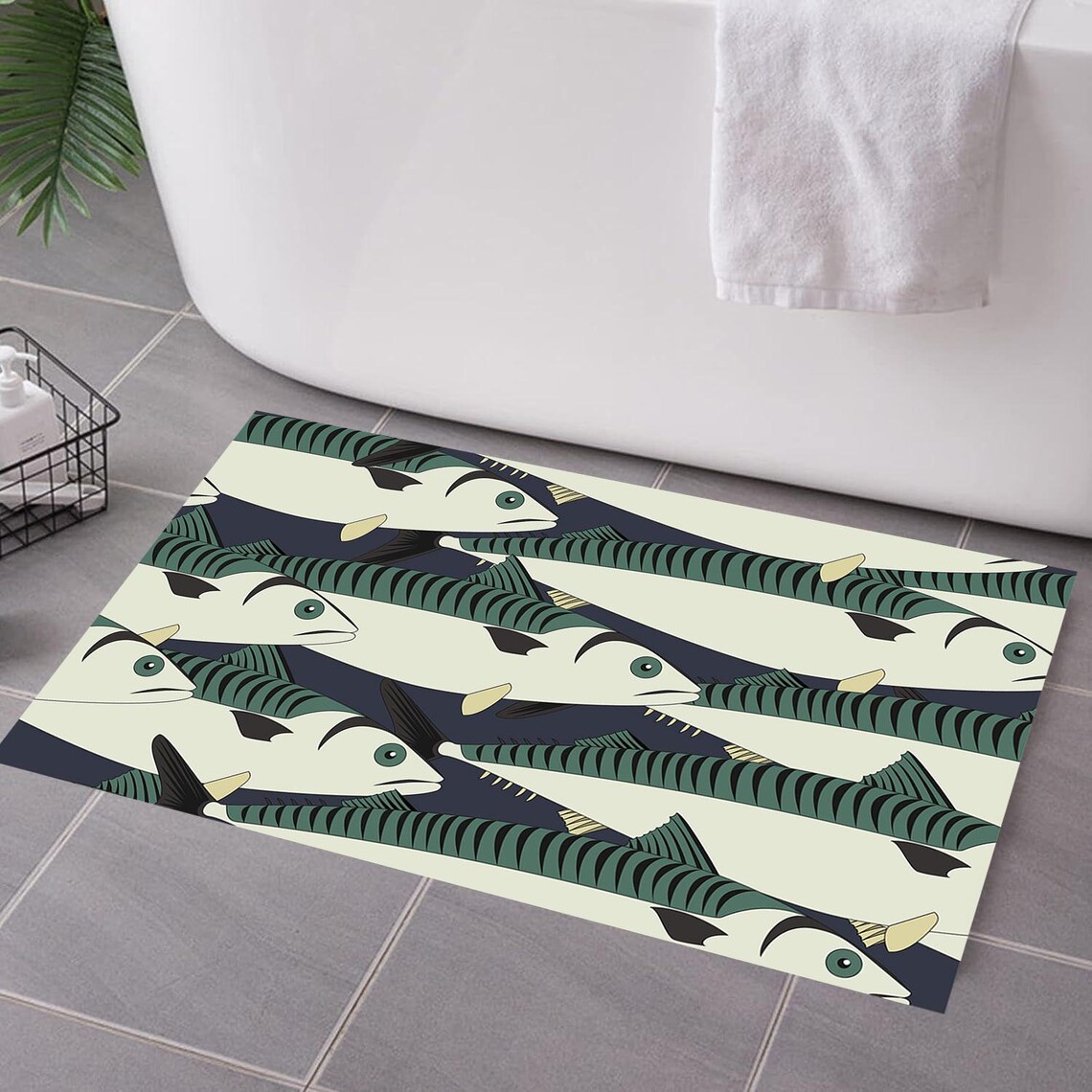 Fish Mat,sea Creatures Mat,fish Decor,ocean Mat,bathroom Mat,bath Mat ...