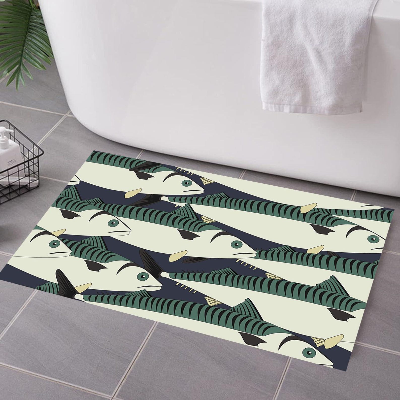Fish Mat,sea Creatures Mat,fish Decor,ocean Mat,bathroom Mat,bath Mat ...