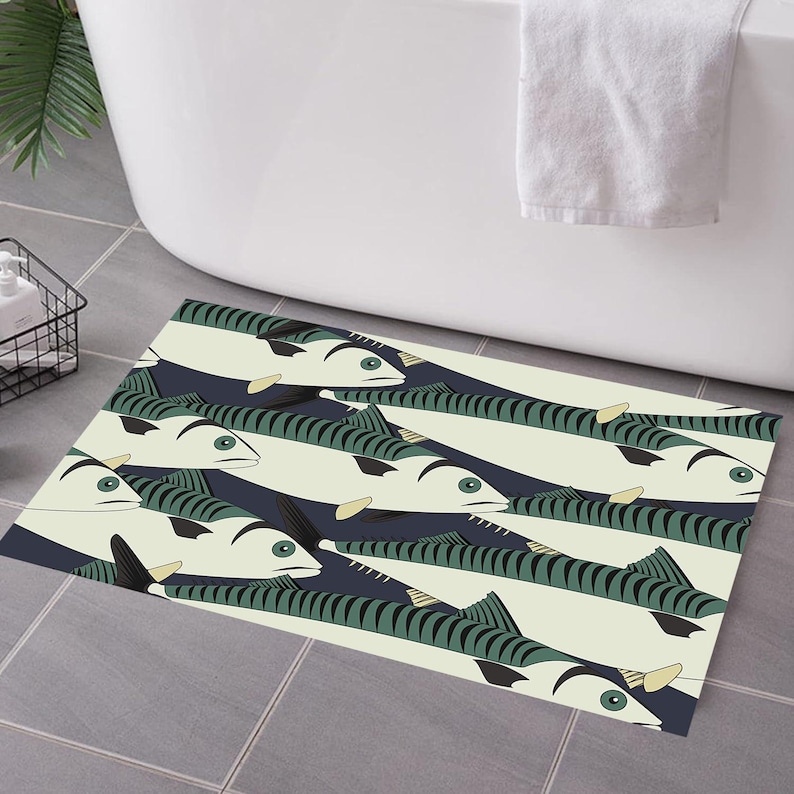 Fish Mat,sea Creatures Mat,fish Decor,ocean Mat,bathroom Mat,bath Mat ...