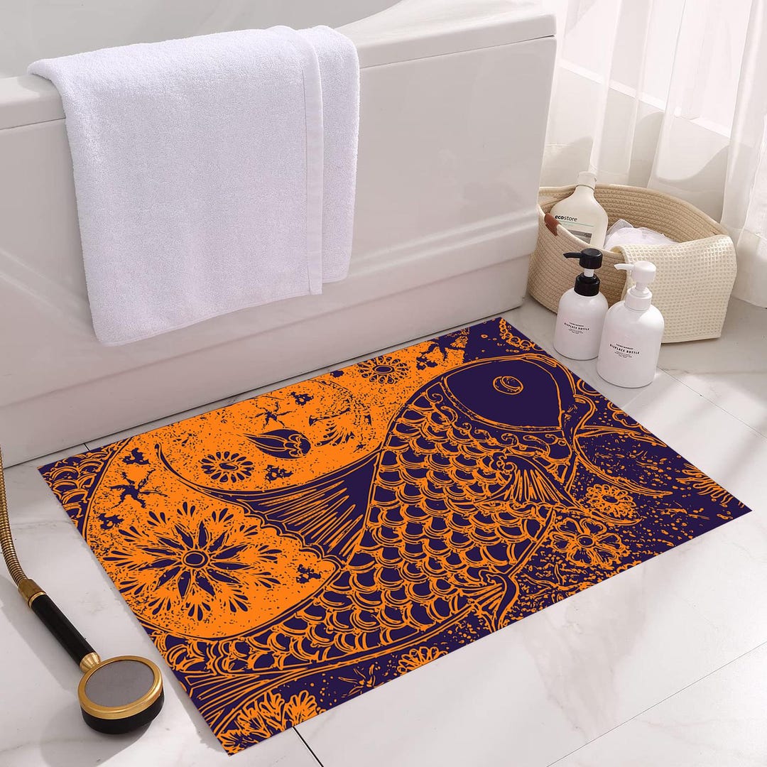 Fish Mat,orange Home Decor,fish Bathroom Mat,bath Mat,durable Mat ...