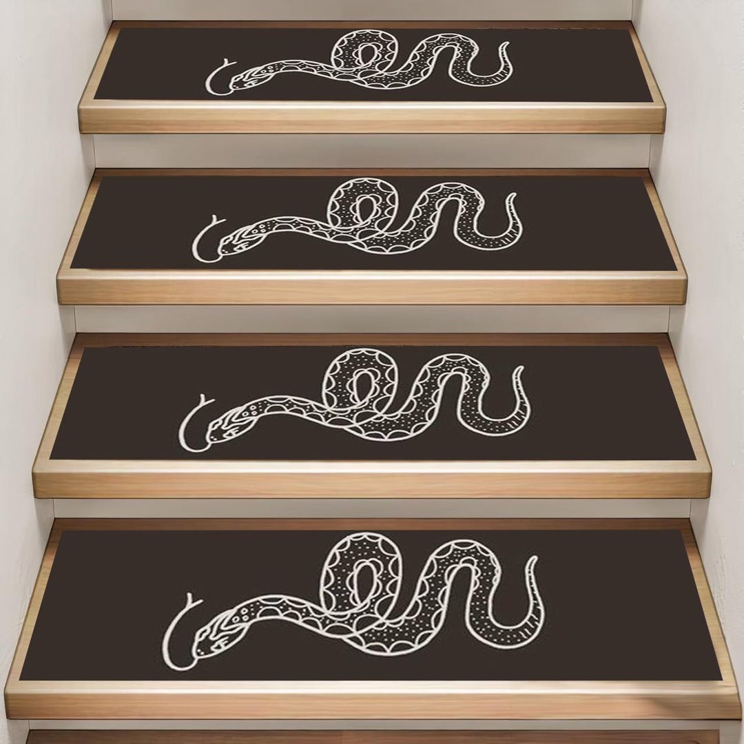 Black Stair Rug, Snake Patterned, Home Decor, White Snake Print, Home ...