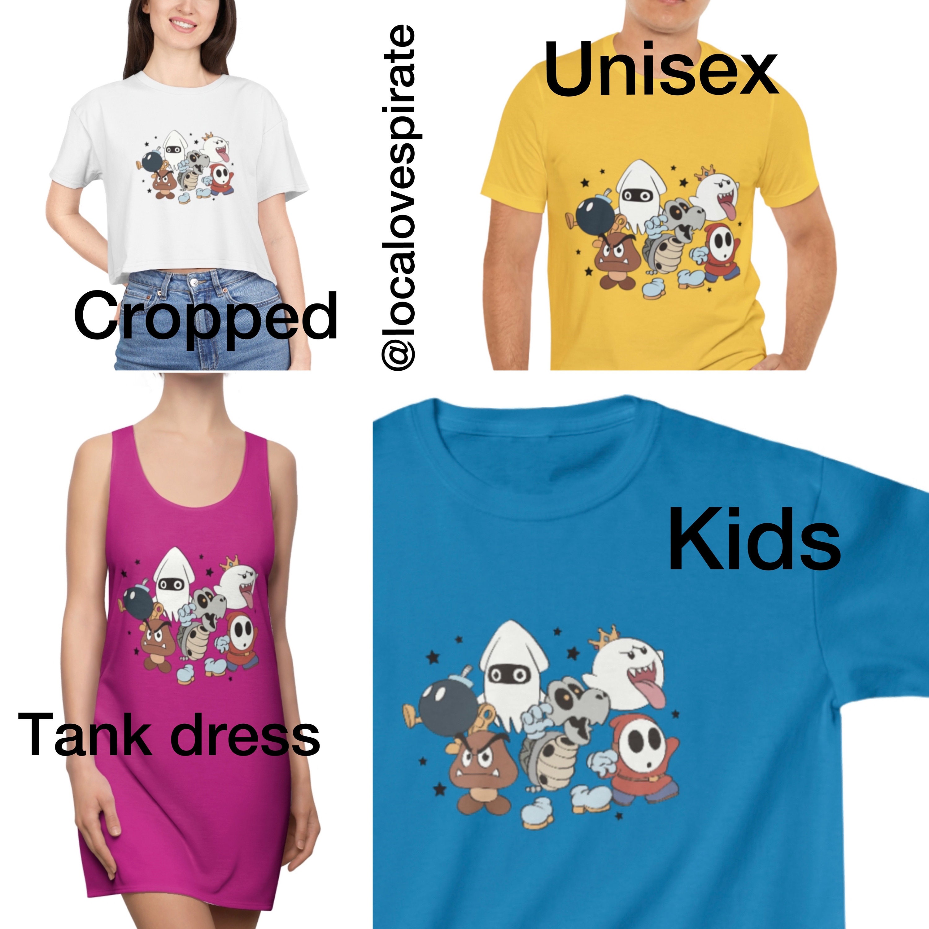 Super Mario Villains and Baddies T Shirt Matching Family Shirts SNW ...