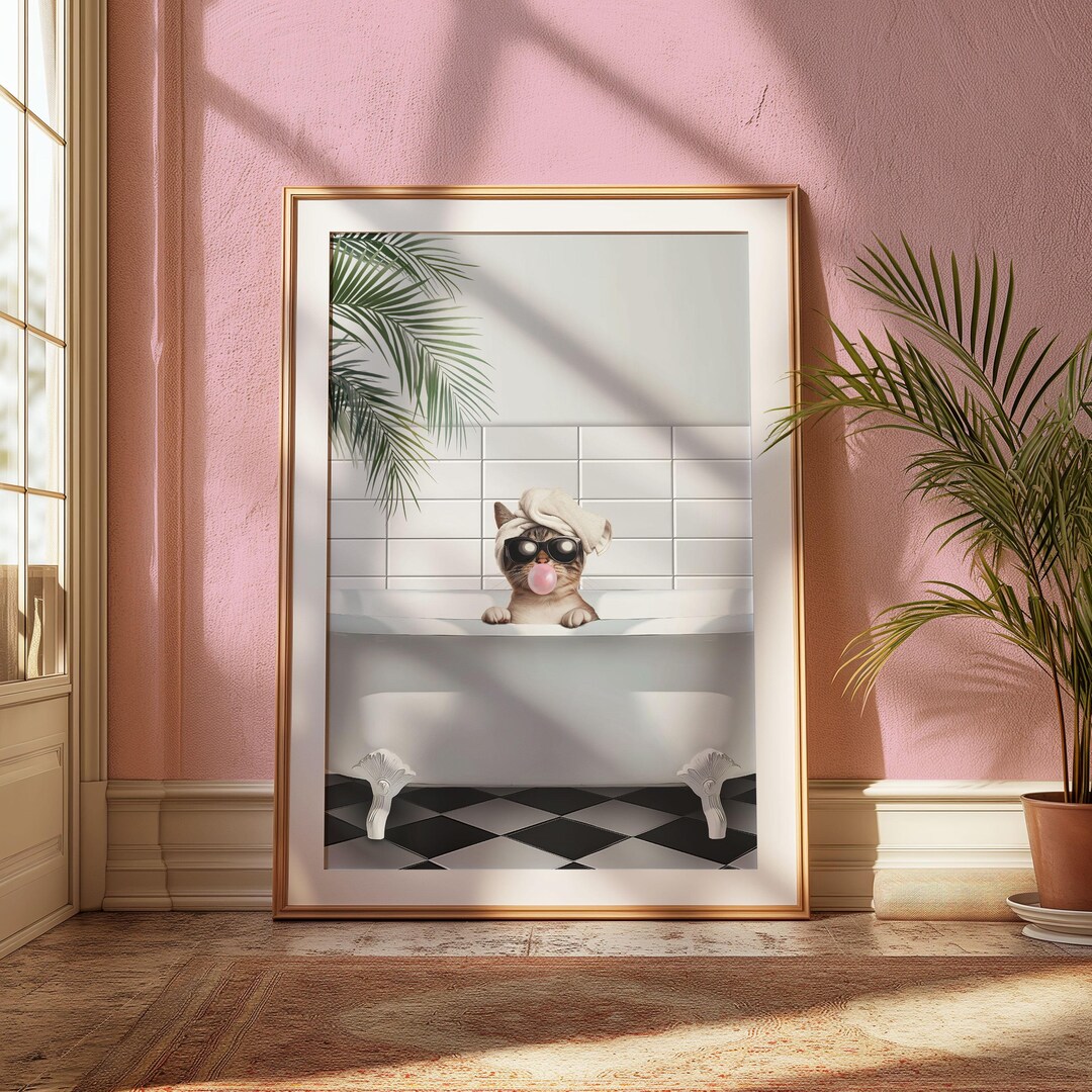 Funny Bathroom Decor | Kitty Cat Day Spa | Humour | Pet Animal Lover ...