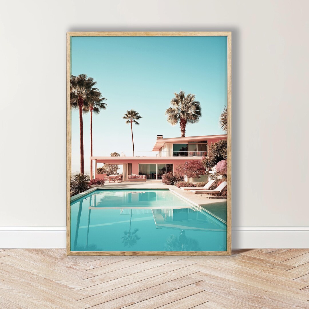 Mid-century Modern 1950s Palm Springs House Print Poolside Print Retro ...