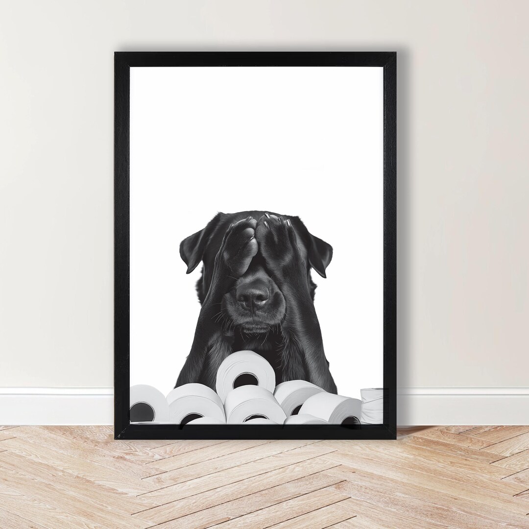 Funny Black Labrador Peek-a-boo Bathroom Print (digital Download) - Etsy