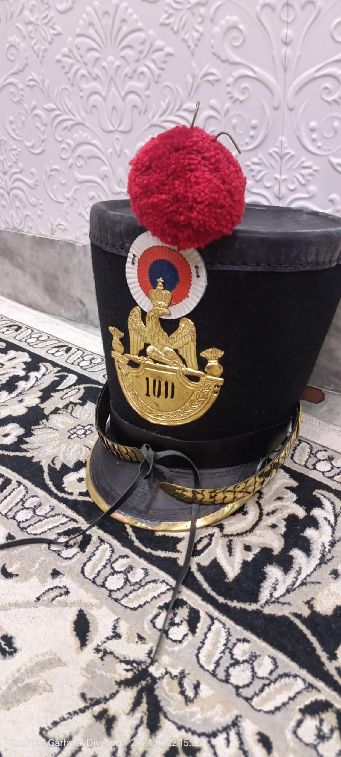 Napoleonic French Leather Hat: Red Pompom Military Helmet | Vintage Cap ...