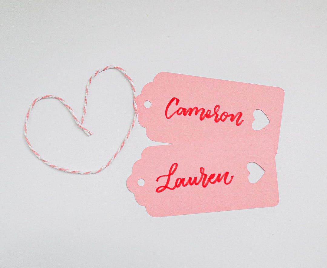 Valentine Gift Tags, Pink Valentine's Day, Red Vday Favor Tags, Heart ...
