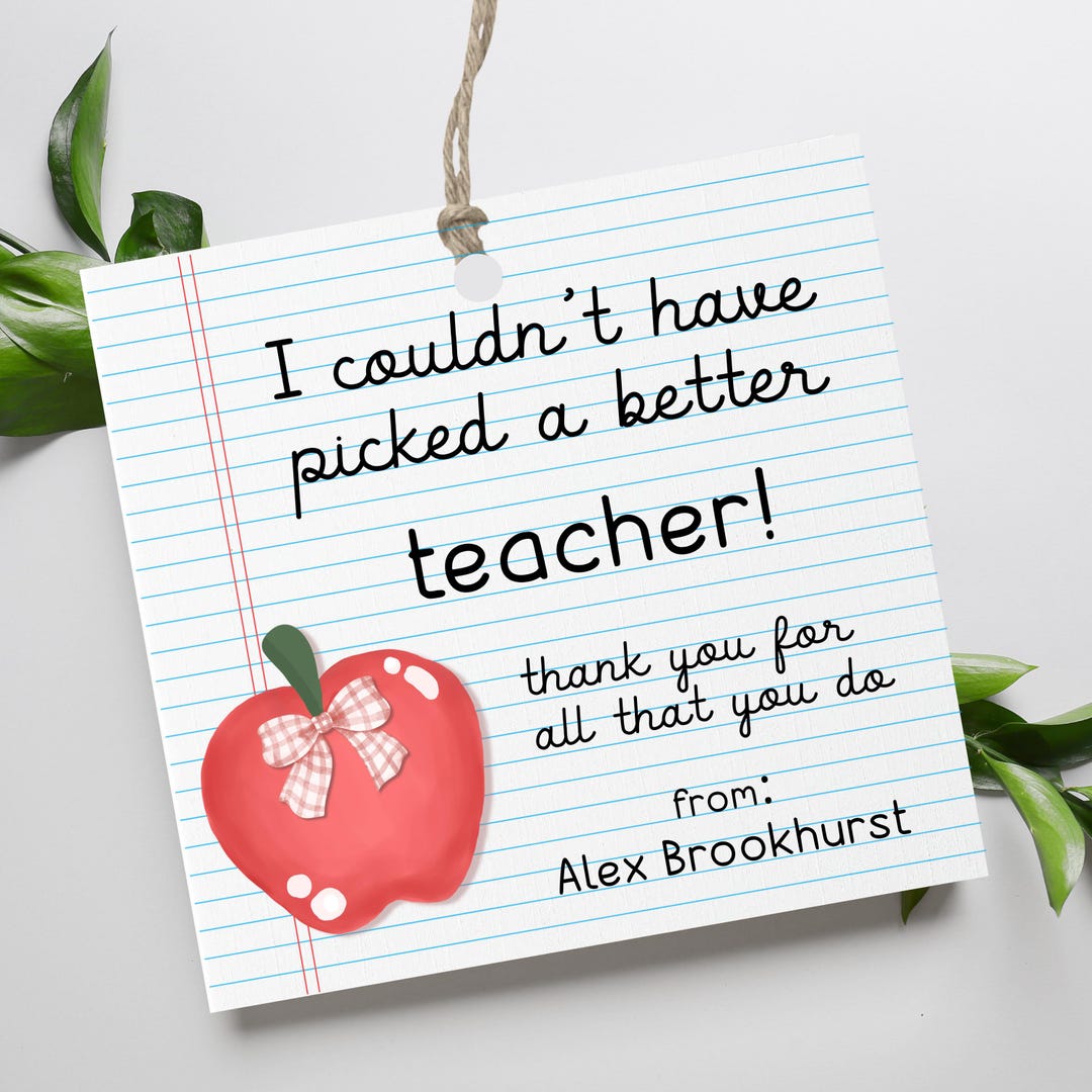 Teacher Appreciation Day Gift Tags, Happy Teacher Week Favors, Best ...