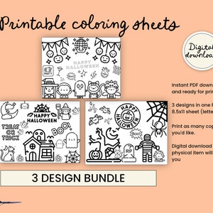 Printable Halloween Coloring Page, Party Placemat, Coloring Sheet, Kids ...