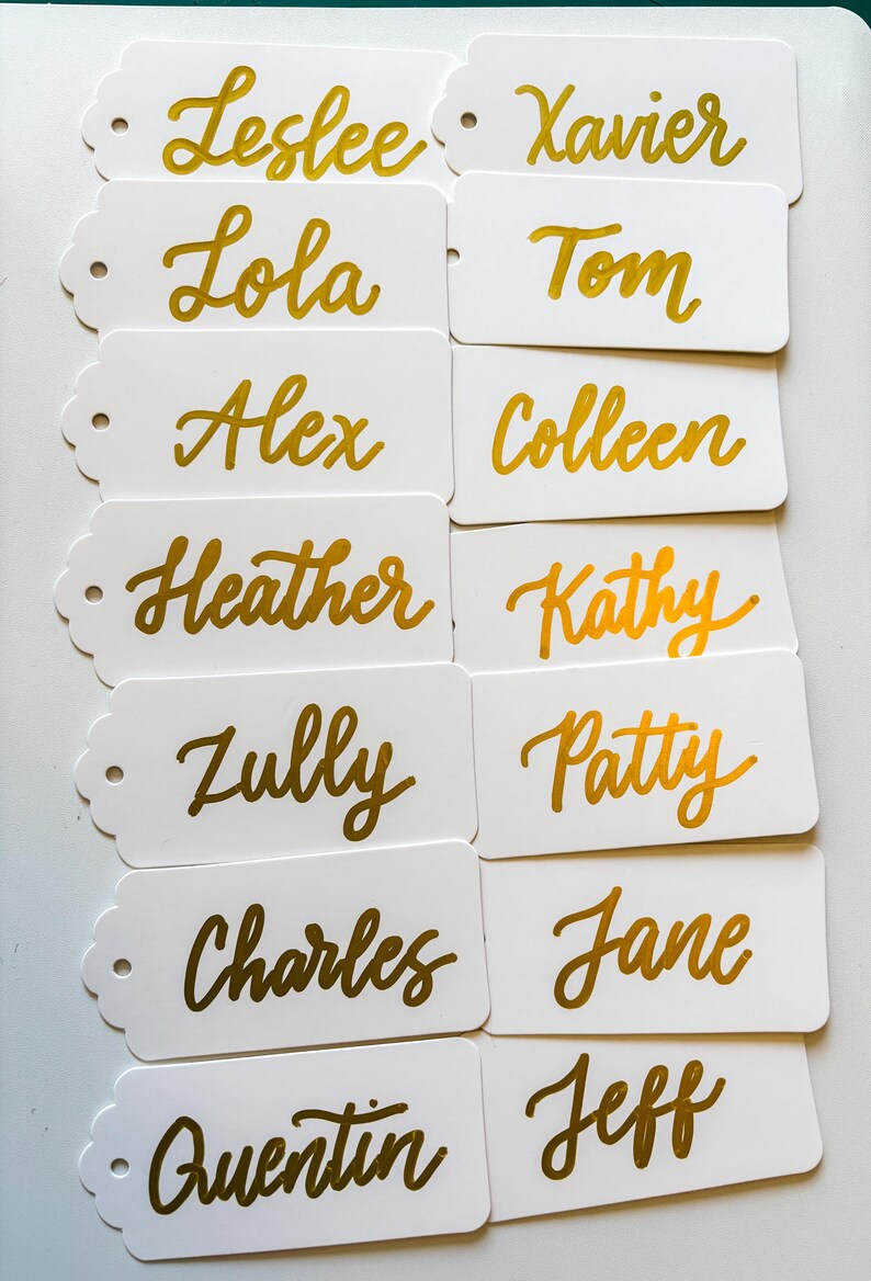 Bridesmaid Gift Tags With Chiffon, Handwritten Wedding Gift Tags, Gold ...