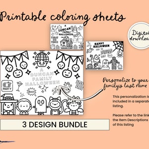 Printable Halloween Coloring Page, Party Placemat, Coloring Sheet, Kids ...