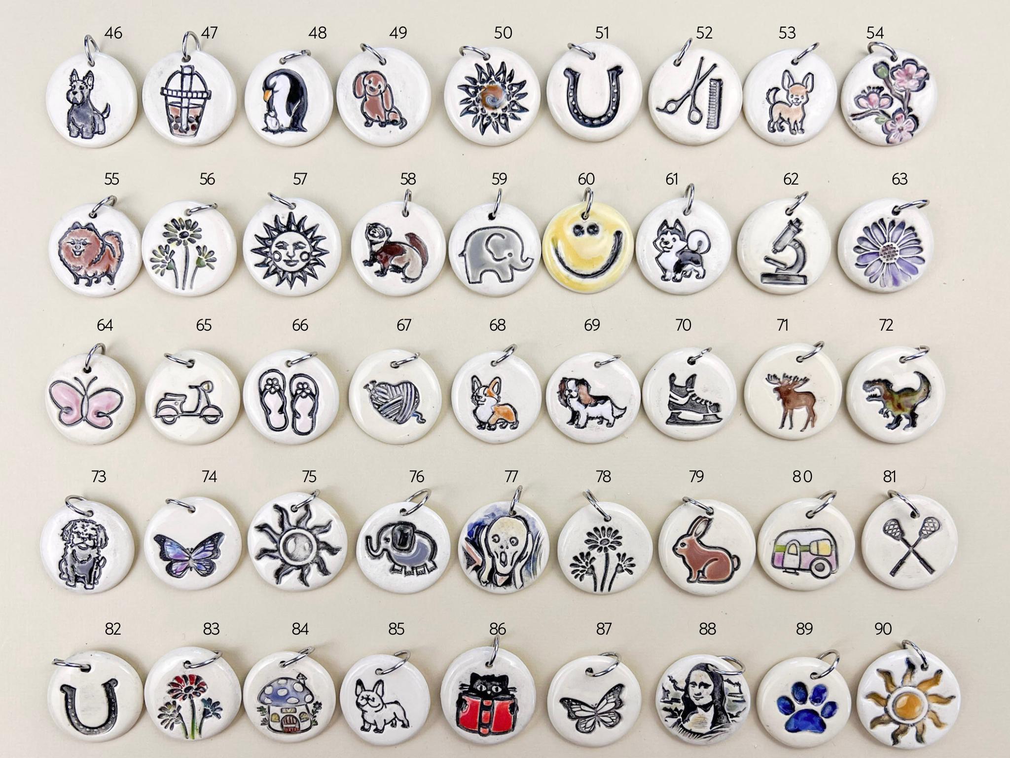 Small Ceramic Charms, Hand Painted Ceramic Charm Small Clay Pendant ...