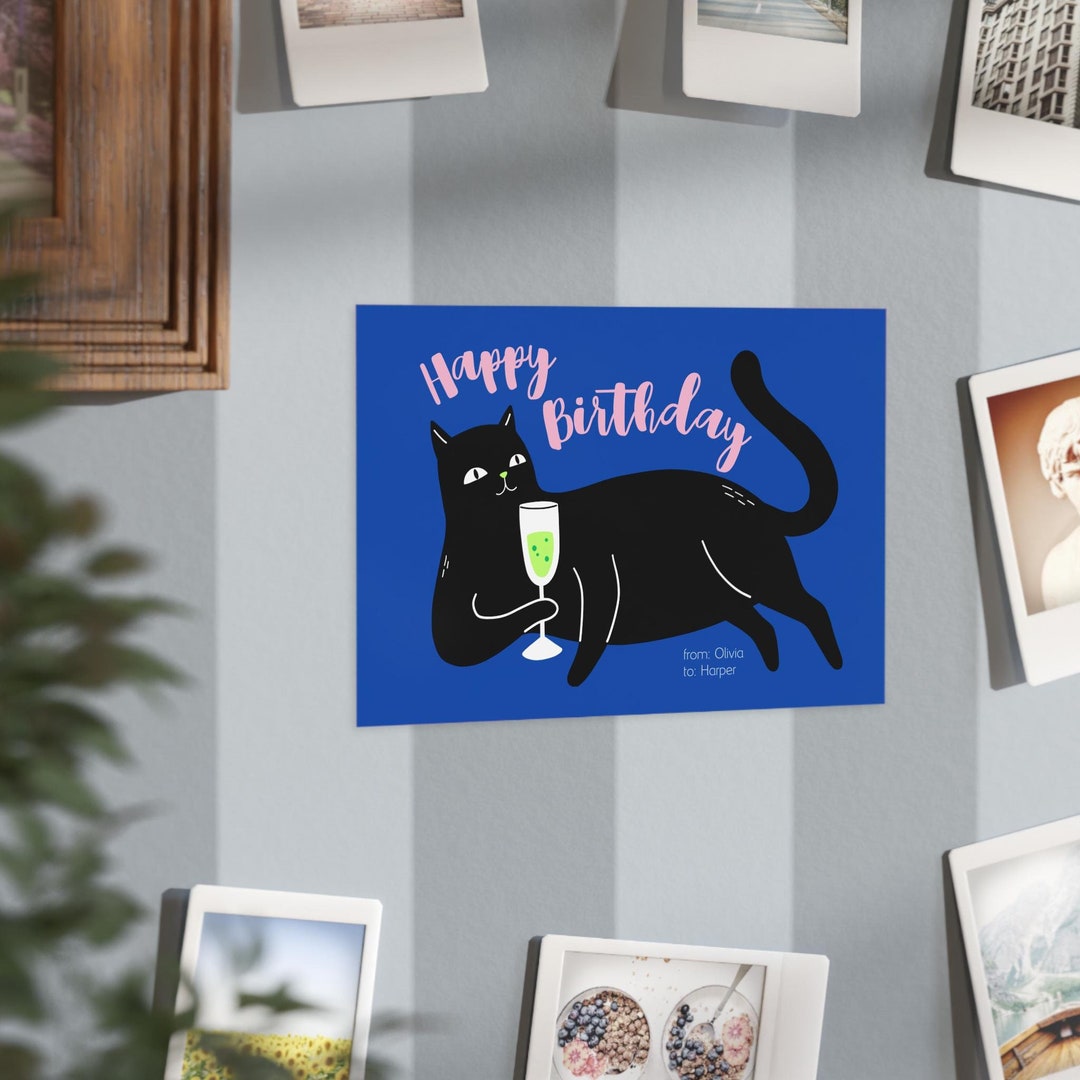 Purrfectly Simple: Funny Cat Birthday Card Template Landscape - Etsy