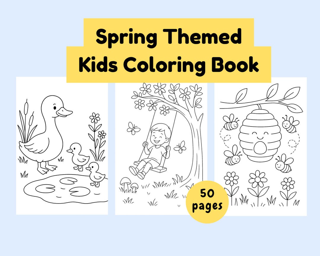 Spring Coloring Book for Kids Cute Spring Coloring Pages With Animals ...