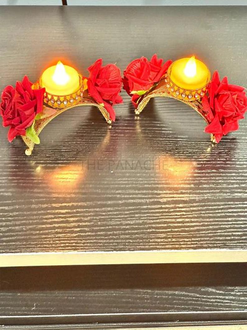 Handmade Red Rose Candles Diya Festive Decorative Tea Lights for Home ...