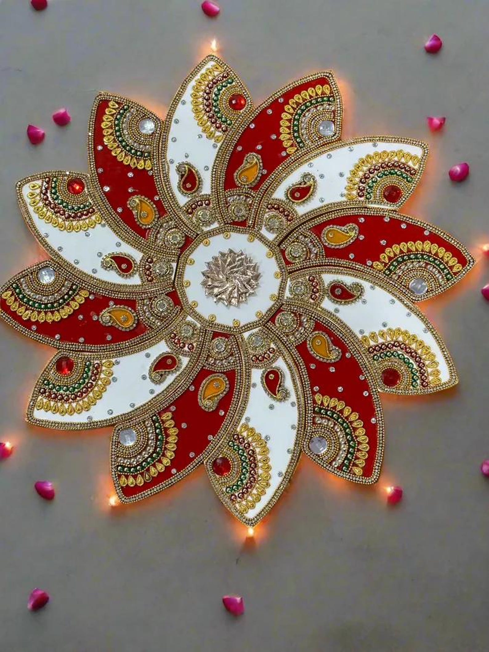 Radiant Paisley Floral Rangoli Design Handcrafted Colorful Rangoli for ...