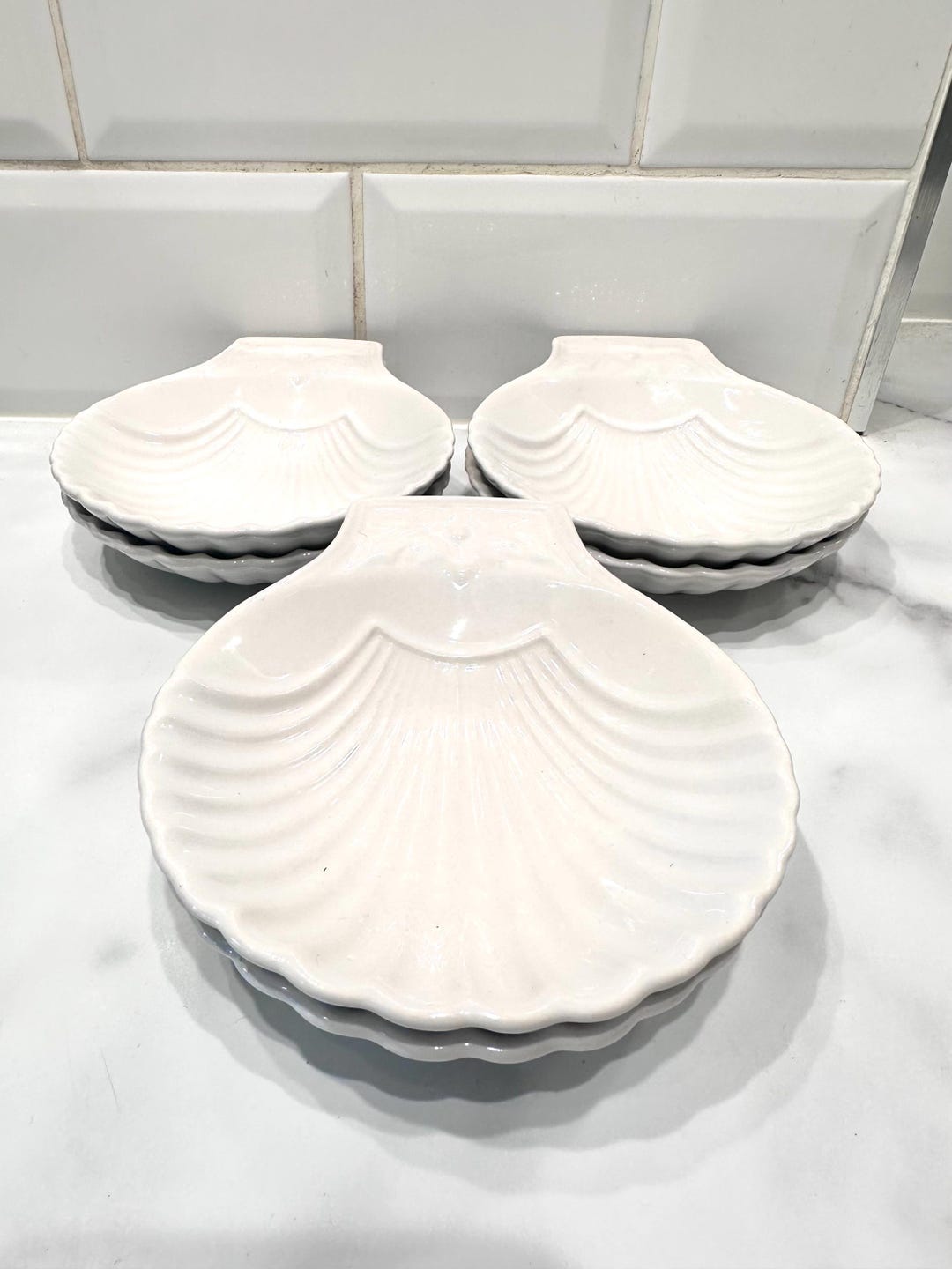 Set of 6 Vintage Ceramic White Sea Shell Bowls Made in Japan - Etsy