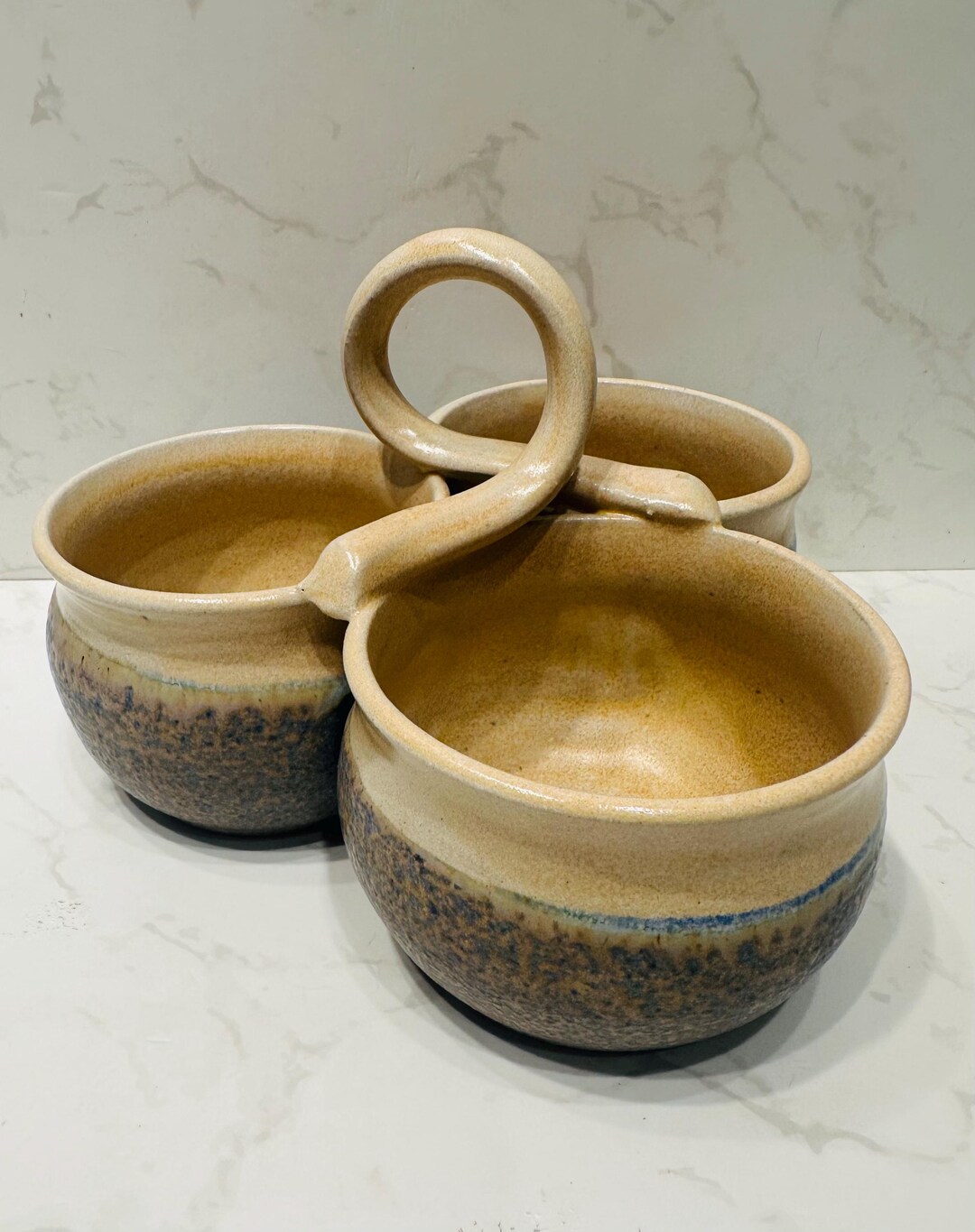Studio Pottery Serving Dish: Stepping Stones UK, Blue Glaze, 3 Bowls - Etsy