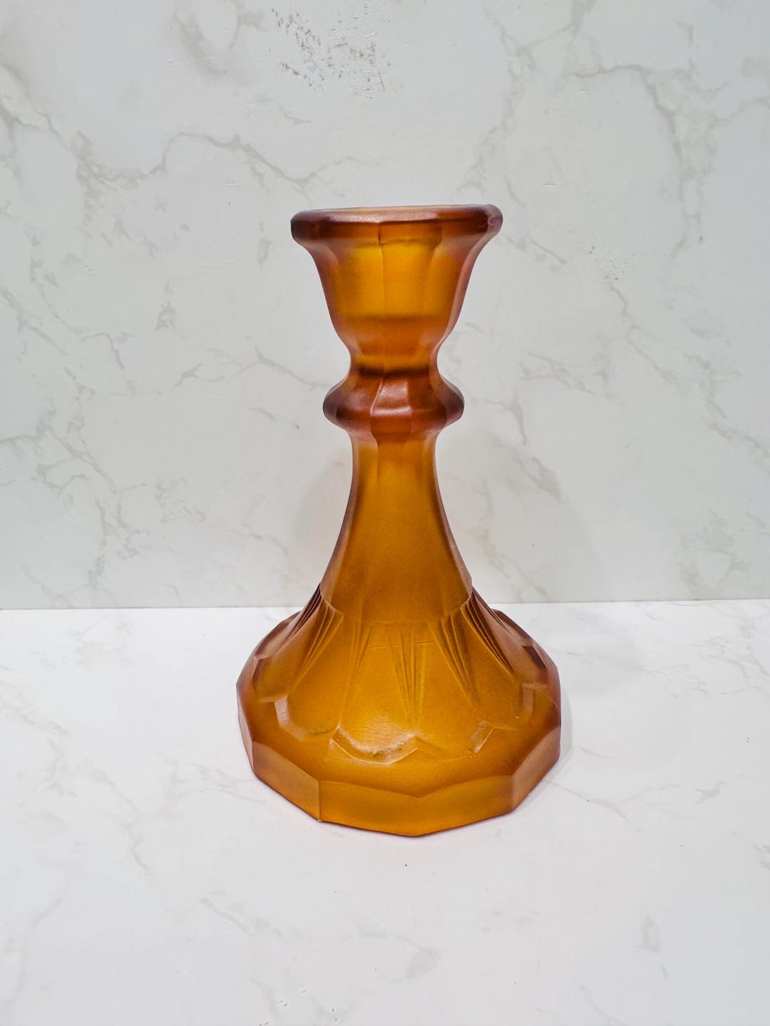 Vintage Amber Glass Candlestick Holder: Retro Boho Table Decor - Etsy