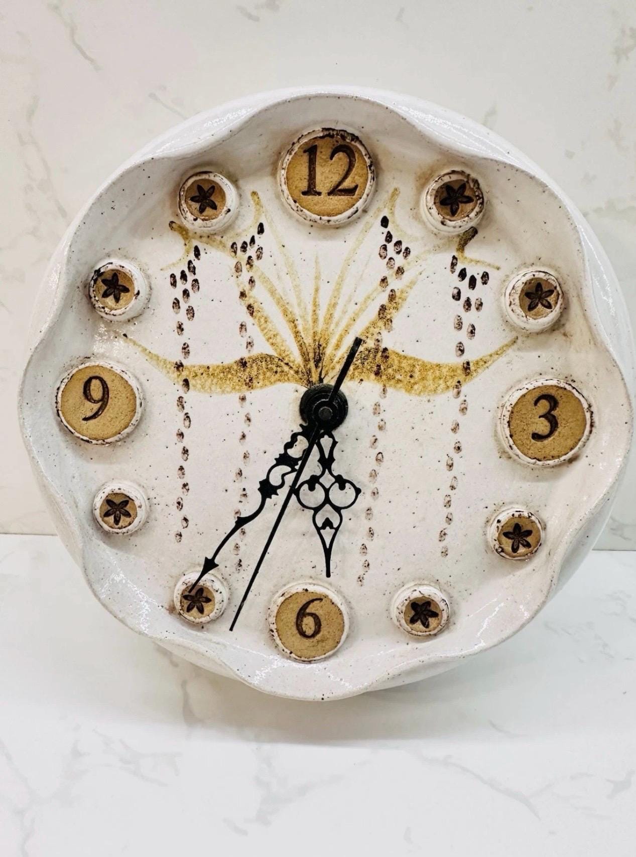 Studio Pottery Clock: Hilbre View Wales Ceramic Wall Clock by Ron ...