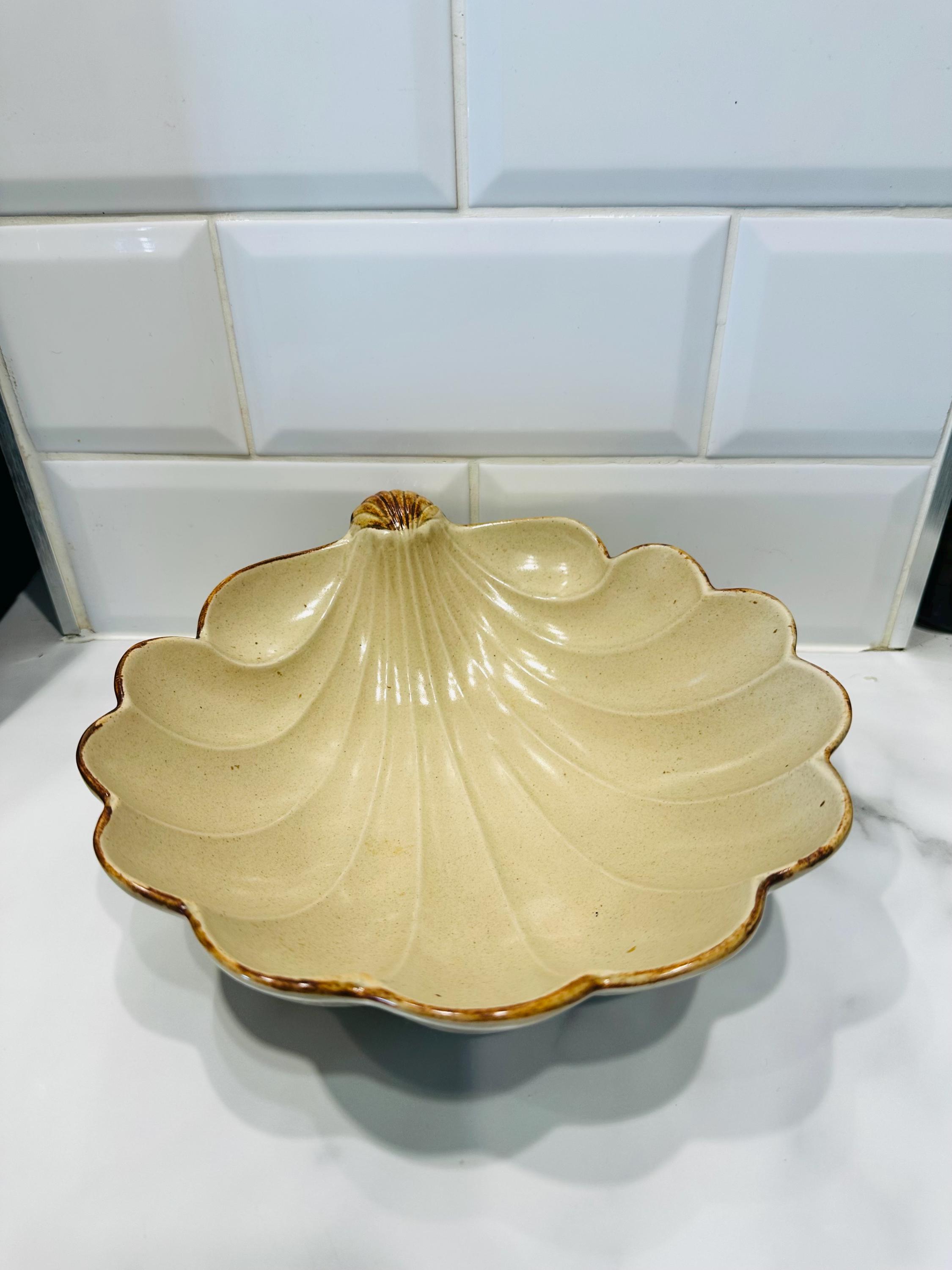 Large Vintage Studio Pottery Ceramic Clam Shell Bowl Dish. Maker ...