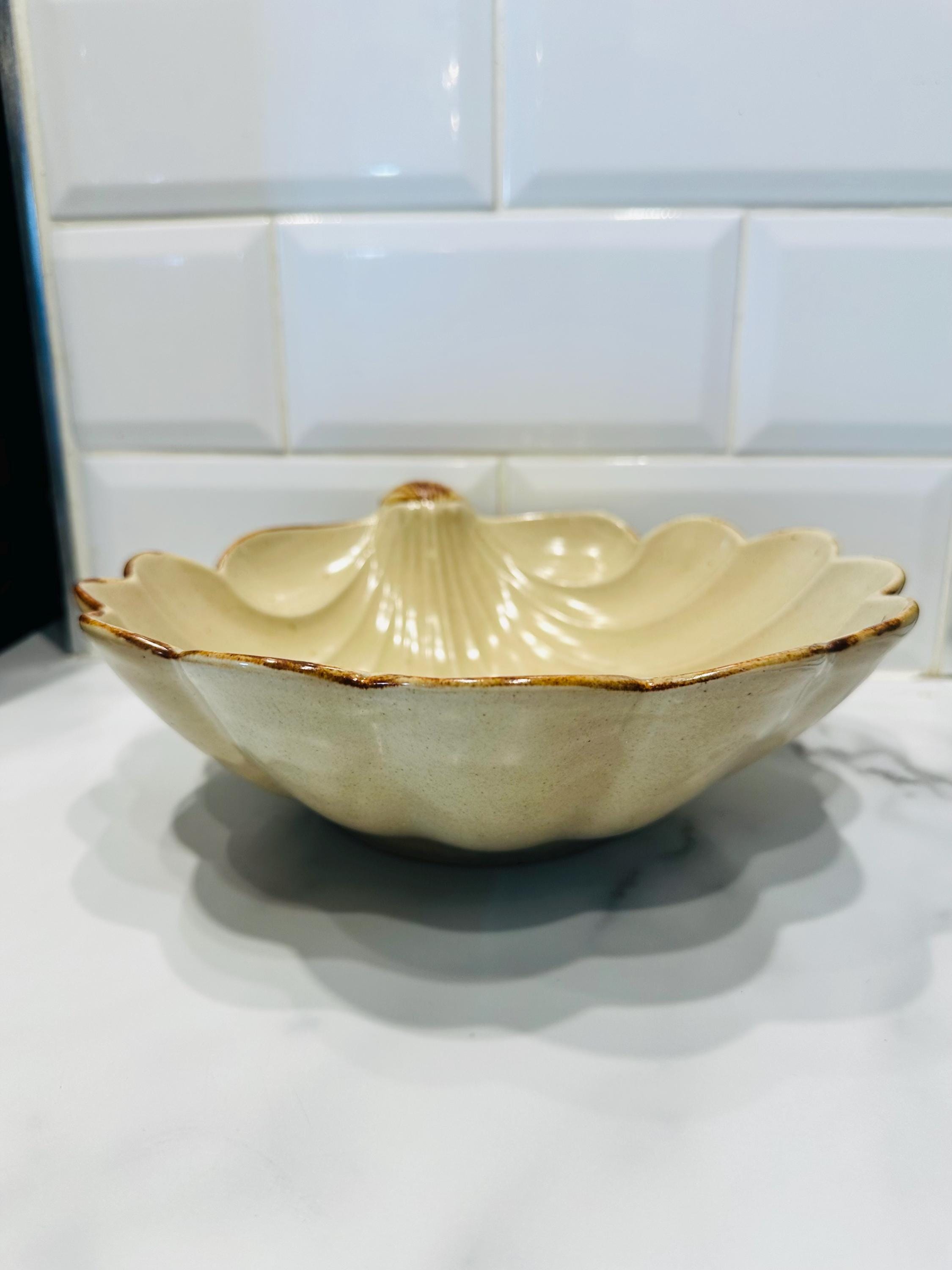 Large Vintage Studio Pottery Ceramic Clam Shell Bowl Dish. Maker ...