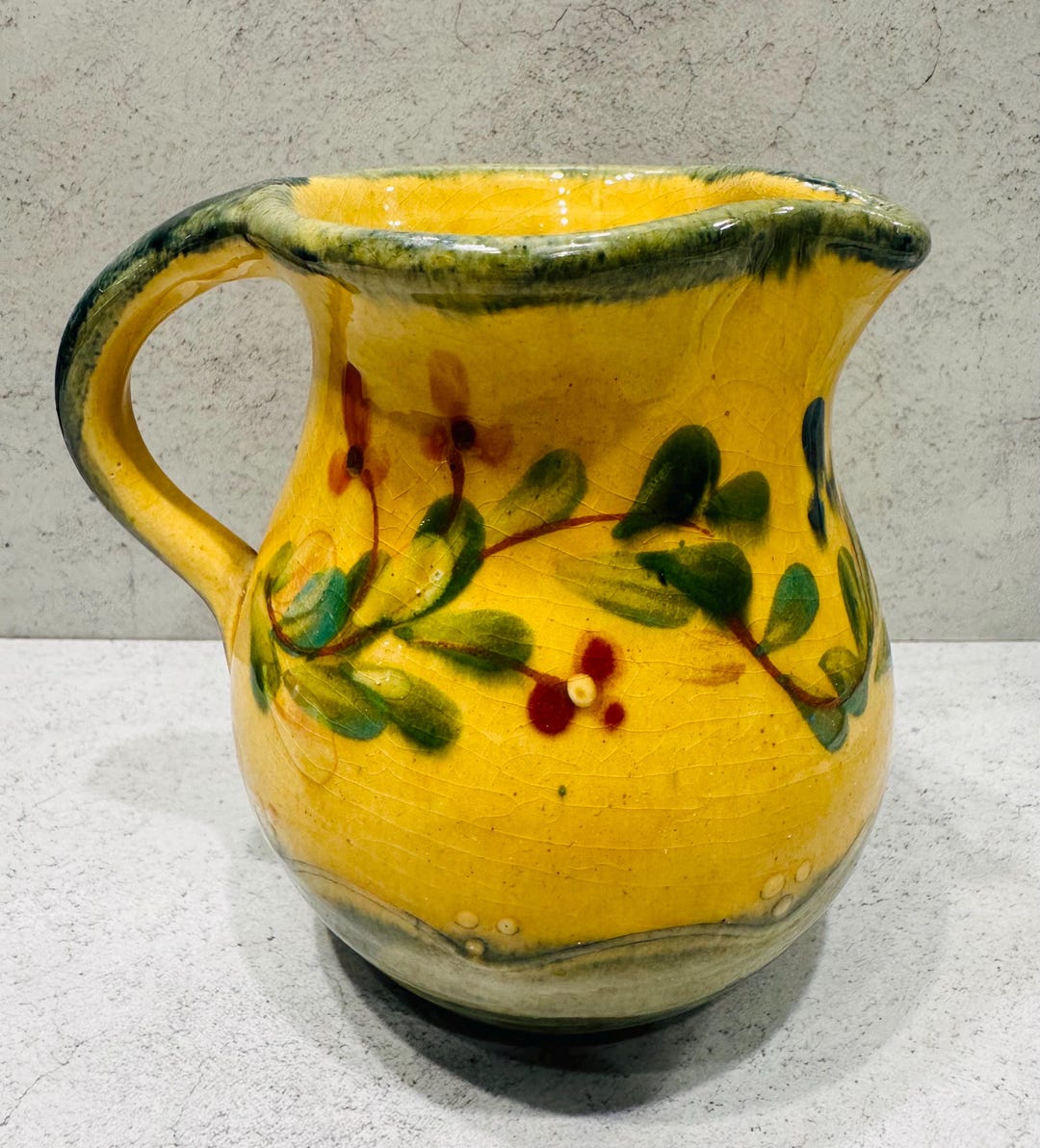 Vintage Hand Painted Mediterranean Jug - Vibrant Colours - Etsy