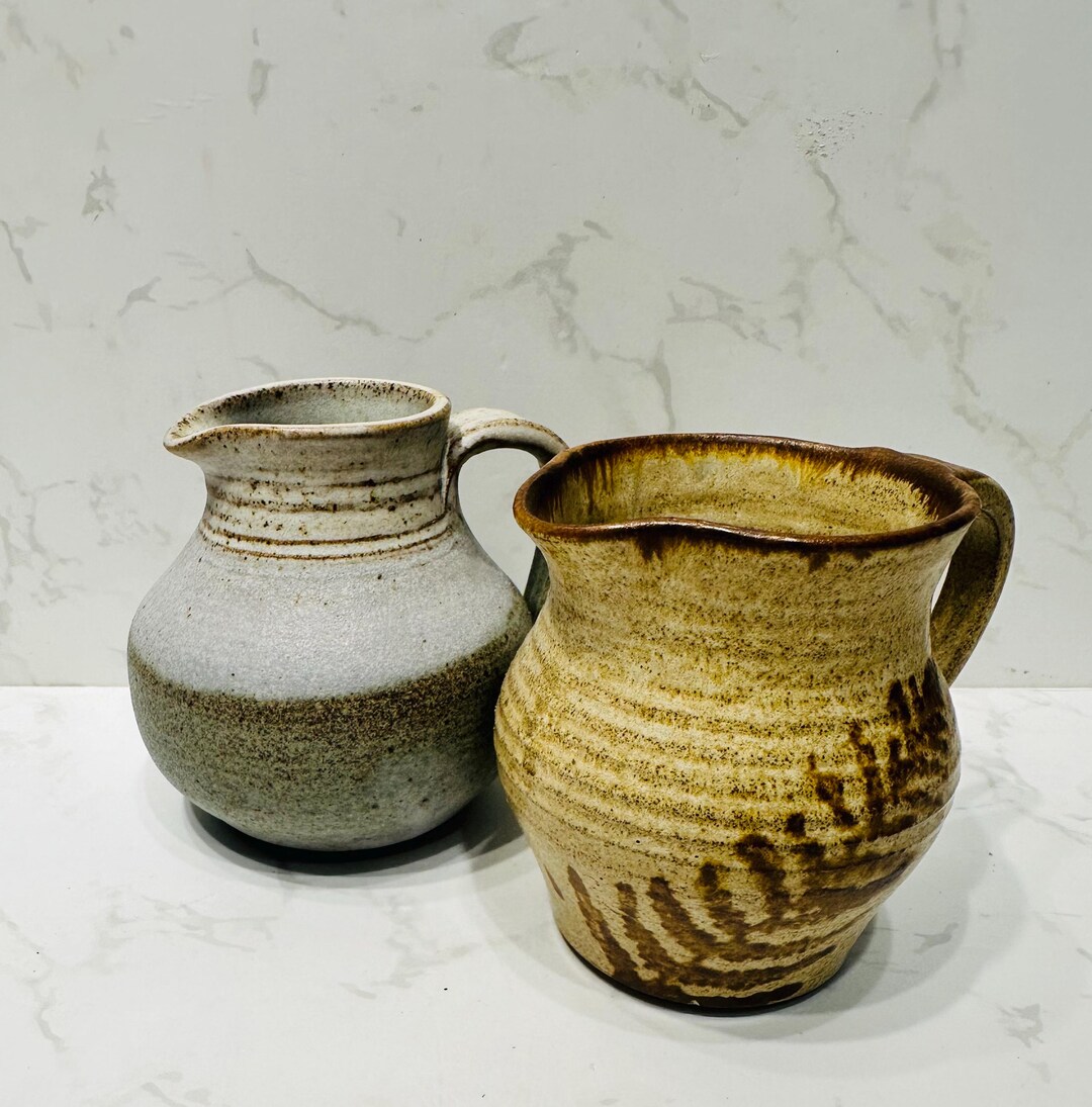 Pair of Vintage Studio Pottery Small Milk Jugs/pitchers in Neutral ...
