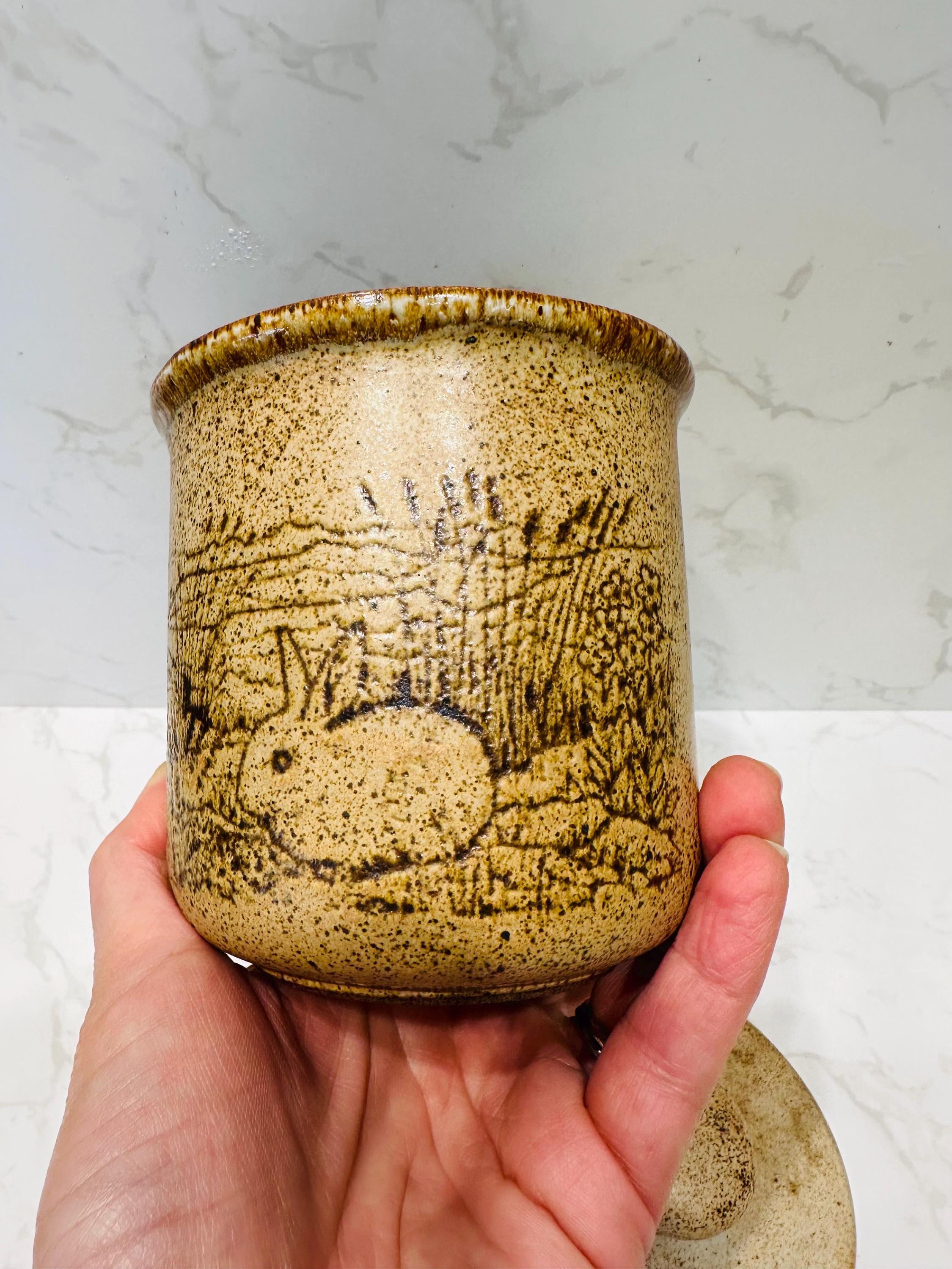 Vintage Rabbit Lidded Small Stoneware Storage Jar. Bunny Cookie Holder ...