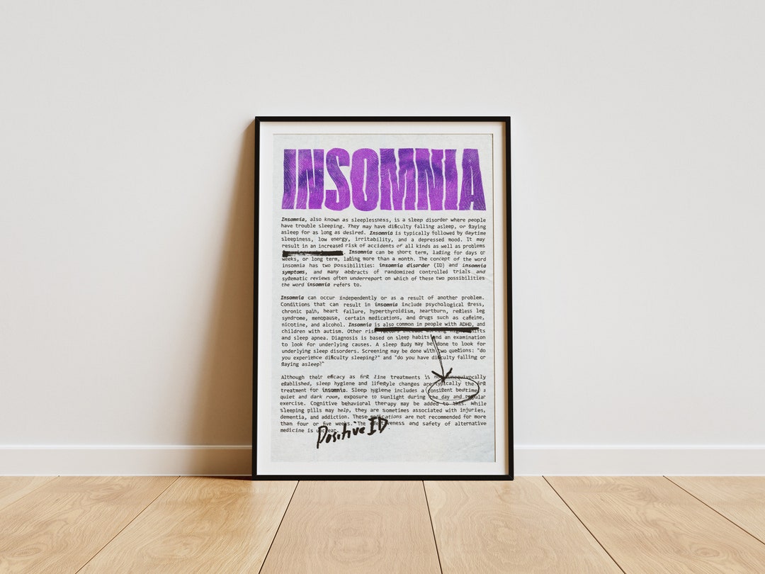 INSOMNIA Urban Poster, Wall Art, Bedroom, Sleep, Sleppless, Eyes ...