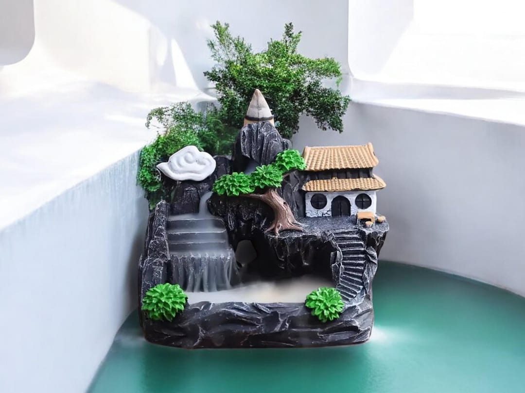 Resin Backflow Incense Burner Waterfall Smoke Holder for Aromatherapy ...