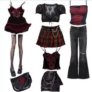 Goth Style Bundle Box, Dark Aesthetic Clothing, Gothic Tops & Pants ...